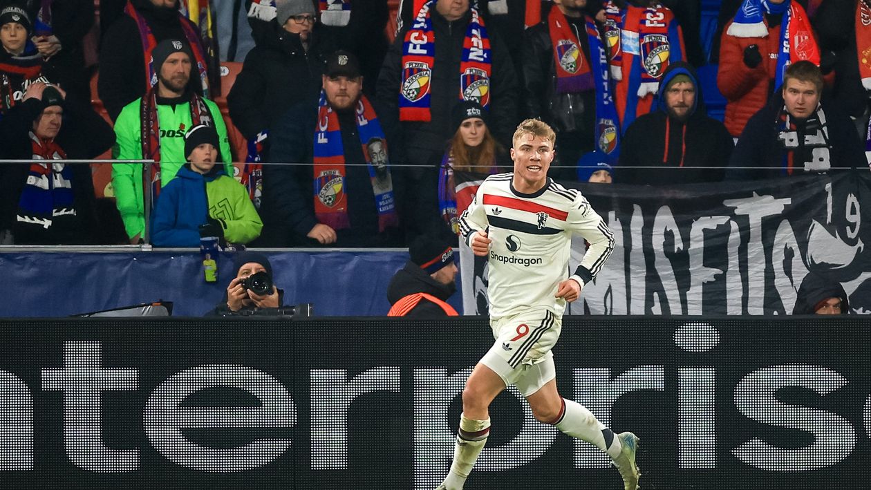 Rasmus Hojlund brace earns Man Utd much-needed comeback win at Viktoria ...