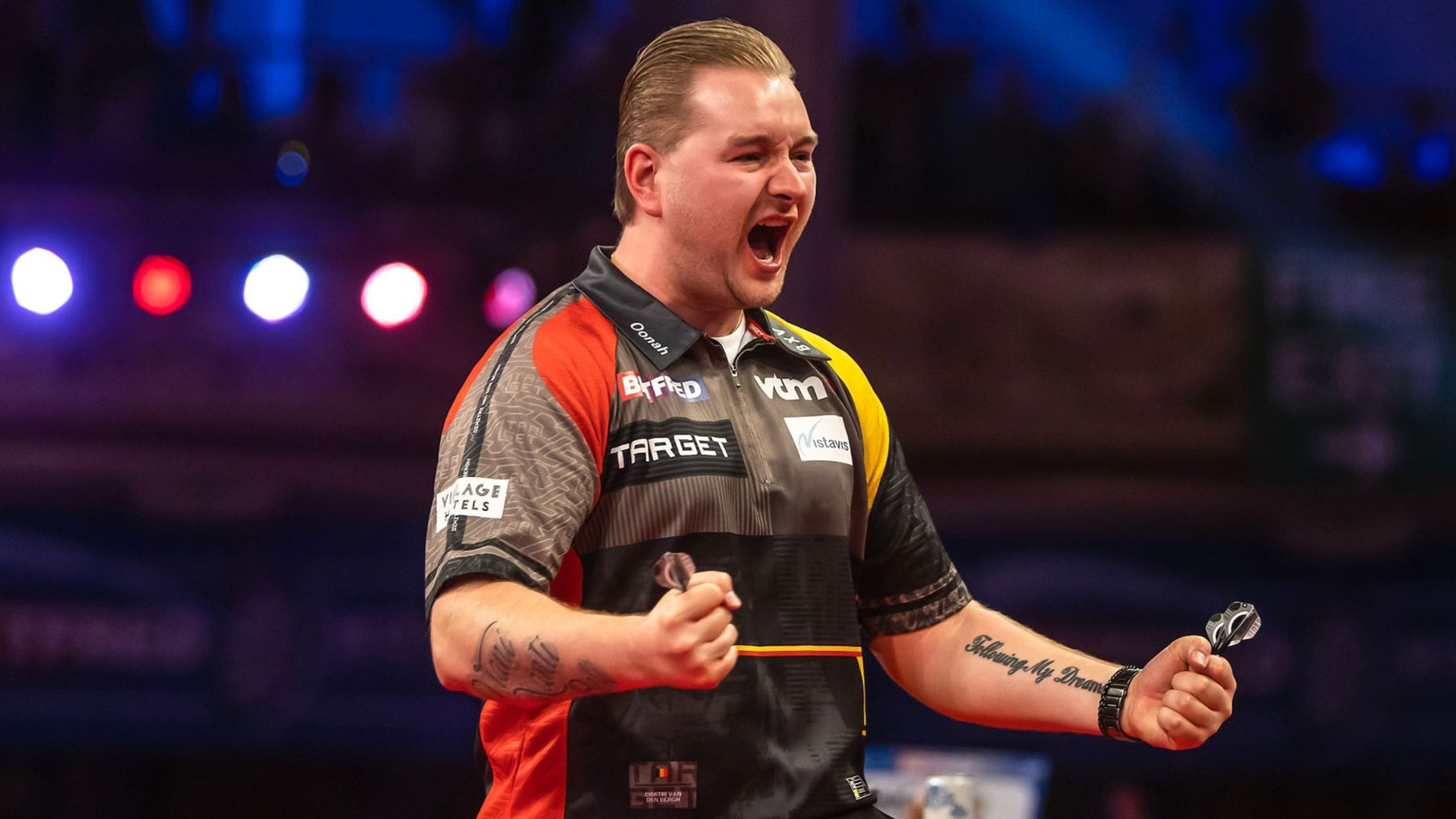 Darts results: Dimitri Van den Bergh hits nine-dart finish in win over Michael van Gerwen