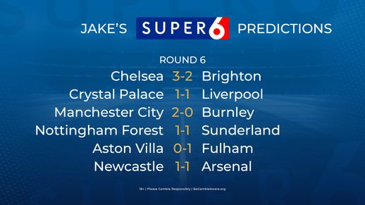 Super 6 predictions and correct score tips