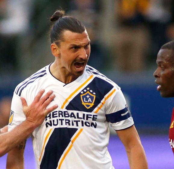 WATCH: LA Galaxy star Zlatan Ibrahimovic in angry clash with former Man ...